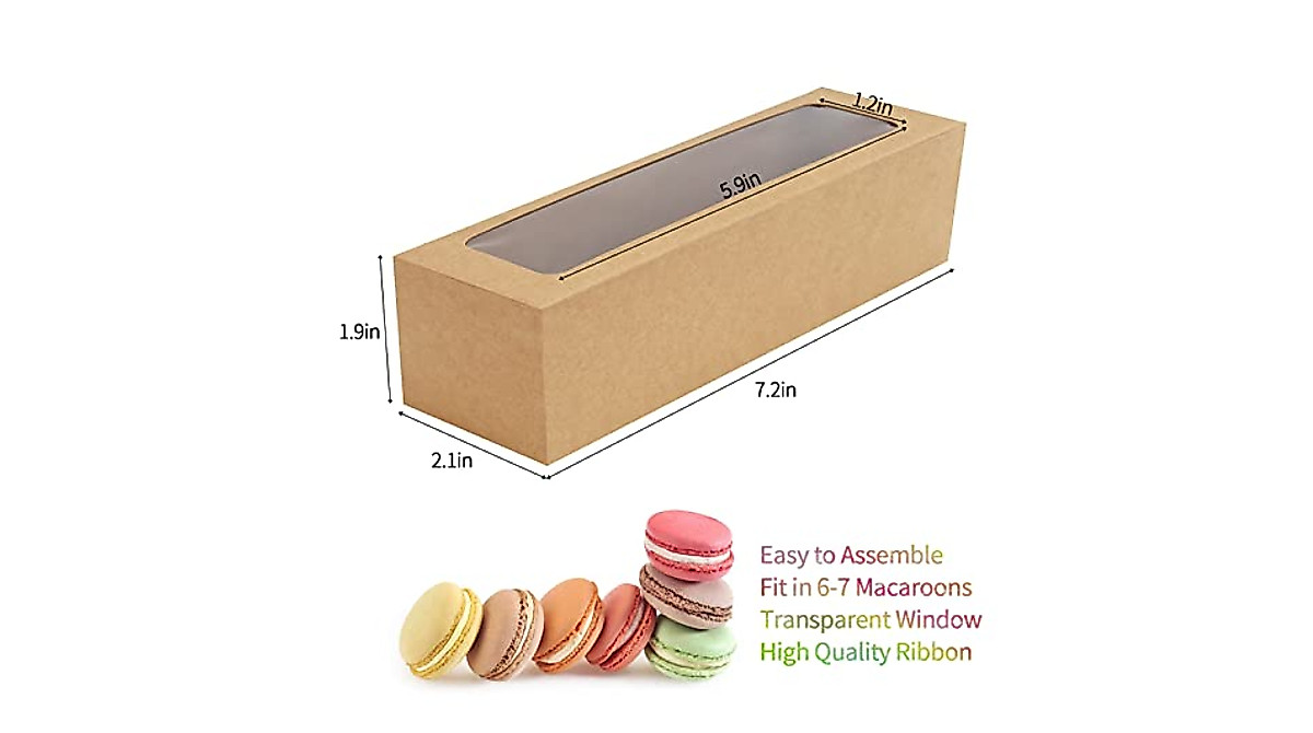 NPLUX 25 Pack Macaron Boxes for 5-7 Macarons Strawberry Boxes Macaron ...