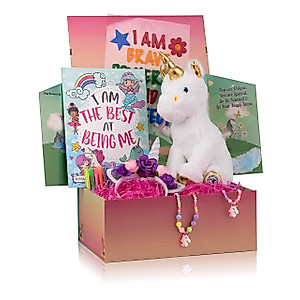 The Memory Building Company Kids Toys - Large Unicorn Surprise Box for Girls and Boys w/Unicorn Plush, Coloring Book and Markers, Jewelry and Horn Headband - Awesome Gift for Girls Age 6 & Up