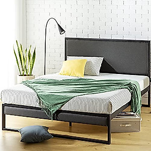 ZINUS Christina Upholstered Platform Bed Frame with Headboard, No Box Spring Needed, Wood Slat Support, Easy Assembly, Queen