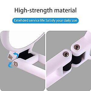 LOTIKO 1x 10x Magnifying Handheld Mirror,Travel Folding Hand Held Mirror,Double Sided Pedestal Magnification and True Image Makeup Mirror, Portable Vanity Cosmetic Mirror for Women （White）