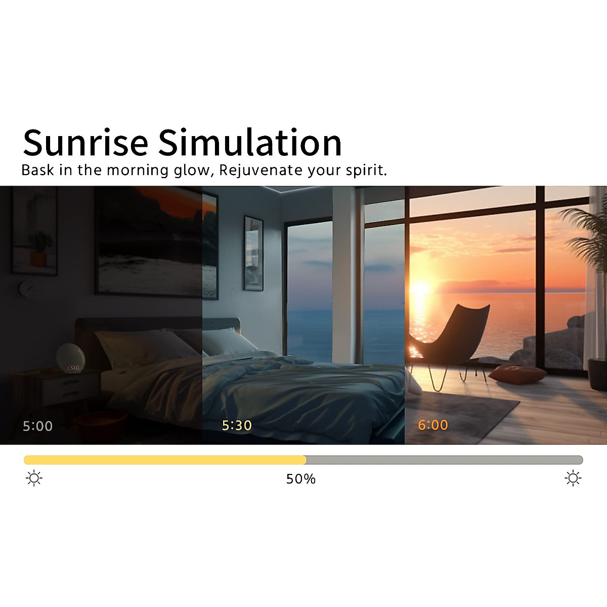 MOMILLA Sunrise Alarm Clock, Wake-up Light Compatible with Alexa, Dual Alarms with FM Radio, Snooze Function for Heavy Sleepers, Adults&Kids- Alarm Clock Standard Version