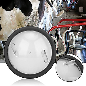 Plastic Milk Bucket Lid, Transparent Milk Bucket Lid with Gasket 2 Entrances Milking Machine Bucket Lid 8 * 8 inch