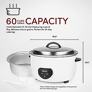 Aroma Housewares Commercial 60-Cup (Cooked) / 14Qt. Rice & Grain Cooker (ARC-1430E), White