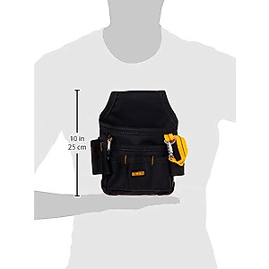 Custom Leathercraft DEWALT DG5103 Small Durable Maintenance and Electrician's Pouch with Pockets for Tools, Flashlight, Keys, Black