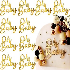Oh Baby Cake Topper Mirror Gold Acrylic Cake Topper Oh Baby Sign Cake Toppers Oh Baby Baby Shower Decorations Cake Decorating Supplies Kit Boys Girls Birthday Cake Decorations Birthday Party Supplies