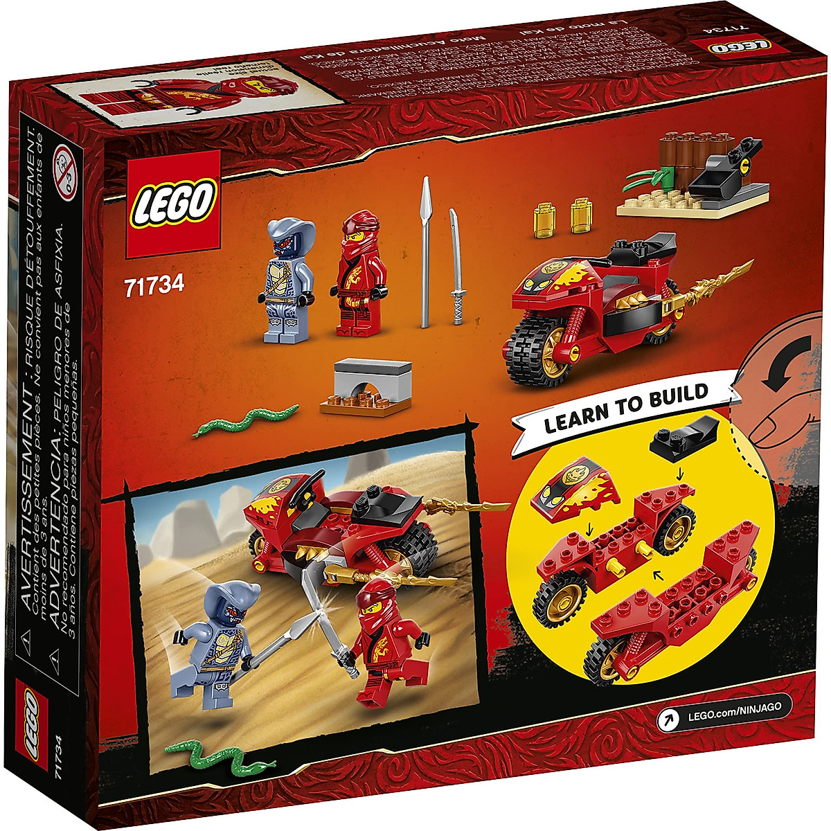 LEGO NINJAGO Legacy Kai’s Blade Cycle 71734 Ninja Motorcycle Playset Building Kit, Featuring NINJAGO Kai and a Snake; New 2021 (54 Pieces)
