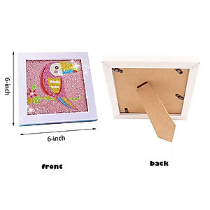 OLLULL Kids Diamond Painting Mosaic Sticker Art Kits with Wooden Frame Parrot