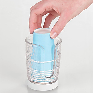 mDesign Plastic/Steel Compact Small Disposable Paper Cup Dispenser Storage Holder for Rinsing Cups on Bathroom Vanity Countertops - Rain Collection - Clear/White