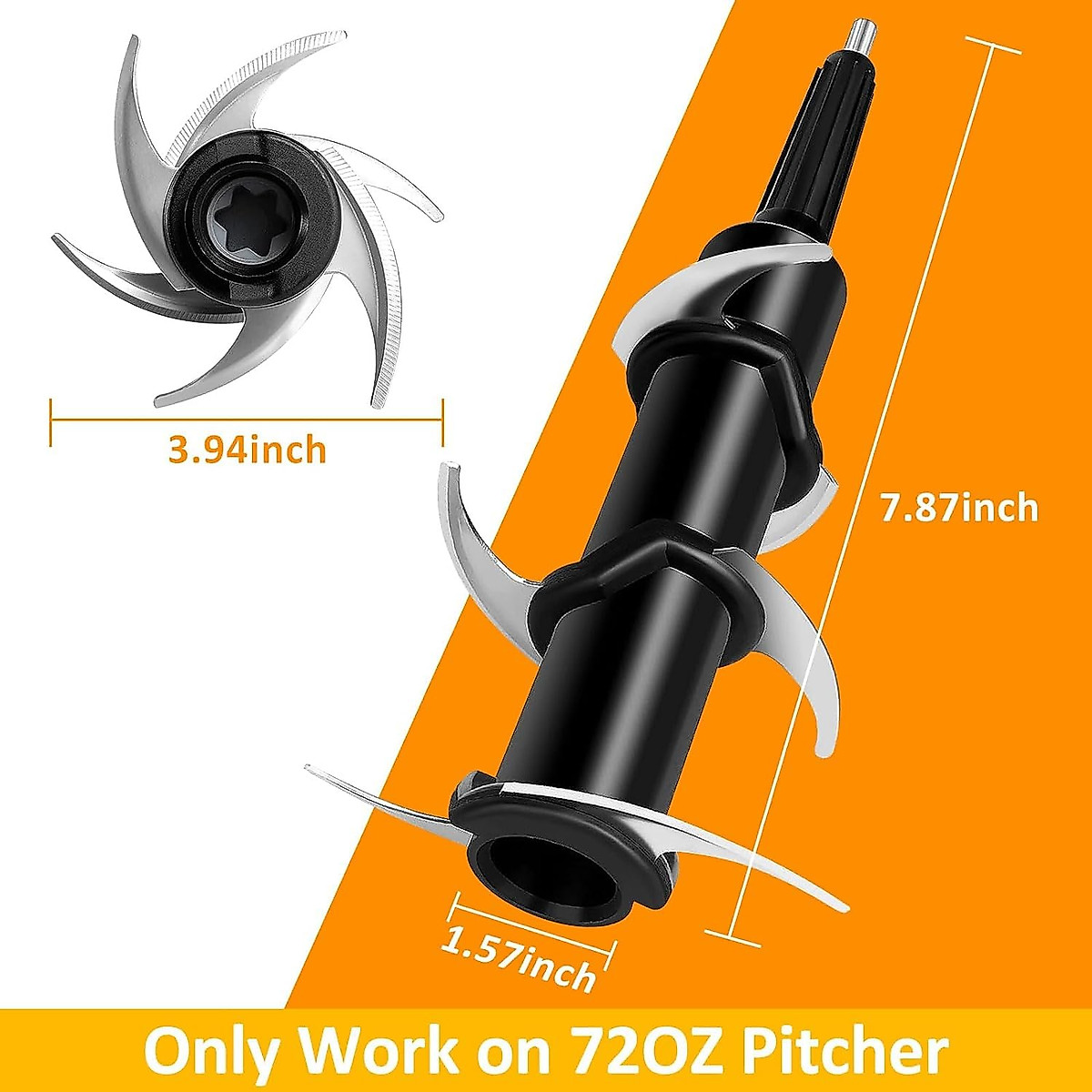 Sduck 6 Stacked Blade Replacement for Ninja 72 oz Pitcher Compatible with Nutri Ninja Blender BL500 BL500C BL550 BL610 BL642 BL660 BL660C BL700 BL740 BL770 BL780 NJ600 NJ600C