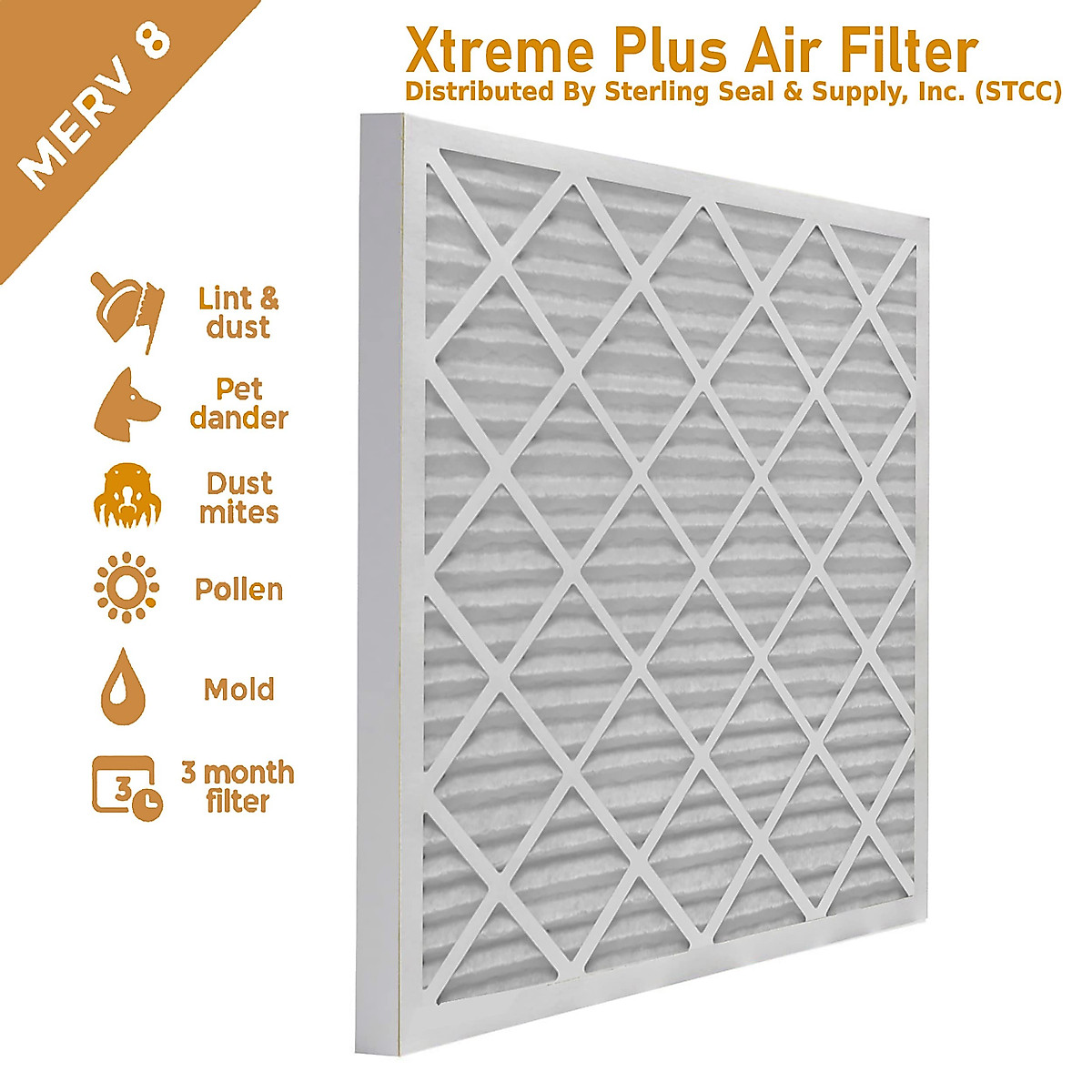 20"x25"x2" Xtreme Plus Air Guard Pleated Filter, MERV 8 (Pack of 3)