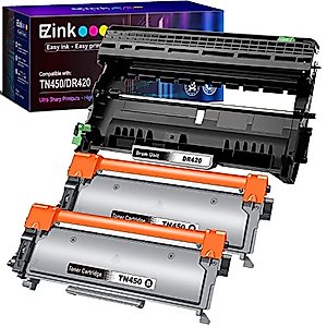 E-Z Ink (TM) Compatible Toner Cartridge and Drum Unit Replacement For Brother TN450 TN420 DR420 to use with HL-2270DW HL-2280DW HL-2230 HL-2240 MFC-7360N MFC-7860DW 2840 2940 (2 Toner 1 Drum) 3 Pack
