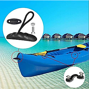 Kayak Handles Carry Kit Heavy Duty Strong Pull Toggle Replacement T-Handle + 6 Pcs Nylon Deck Loops Eyelets Tie Down Pad Eye with Screws for Canoe, Kayak Carrying, SUP and More