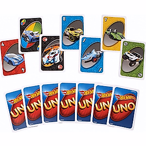 Hot Wheels UNO Matching Card Game Featuring 112 Cards with Hot Wheels Graphics, Game Night, Kids Gift Ages 7 Years & Older