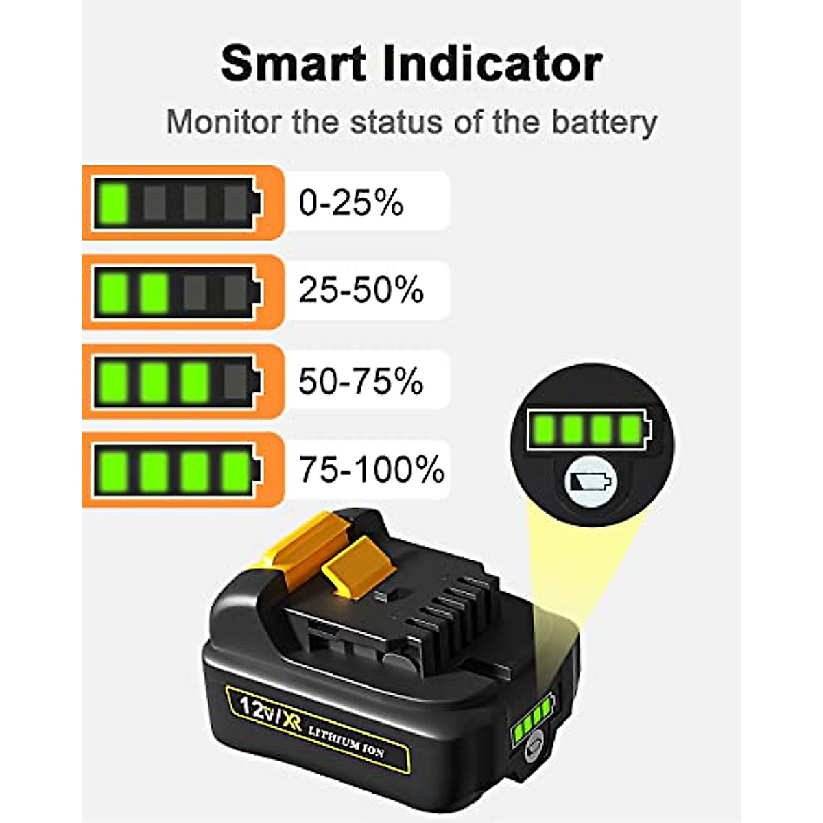 COMRGIKE 3.0Ah 12V 2Pack Battery Replacement for Dewalt 12V Battery DCB123 DCB127 DCB122 DCB124 DCB121 Compatible with Dewalt 12V Tools, for Xtreme/ DCL045B/ DCF903B etc. Series