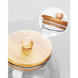 Mozacona Glass Food Storage Container Candy Dish Spice Jar with Seal Wooden Lid