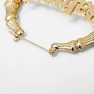 Large Babygirl Bamboo Joint Hoop Earrings - Hollow Out Hoops with 80s 90s Fashion Style for Party-bvaby gold