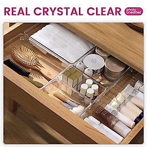25 PCS Clear Plastic Drawer Organizer Set, Non-Slip/Crack Bathroom Vanity Drawer Organizer Trays Dividers, Versatile Storage Bins for Makeup, Jewelry and Office, Desk, Bathroom, Bedroom, Kitchen