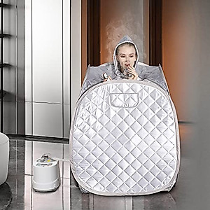 Smartmak Portable Sauna Kit, one Person Full Body at Home Spa Hat Tent, Include 2L Steamer with Remote Control for Detox US Plug- Grey