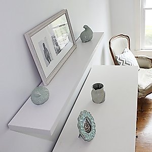 InPlace Shelving 9084670 48 in W x 8 in D x 1.25 in H Slimline Floating Wall Shelf with Invisible Brackets, White