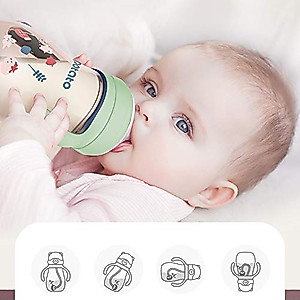 POTATO Baby Bottle with Medium Flow Nipple and Learner Sippy Cup Soft Spout, 240ML/8oz, Green