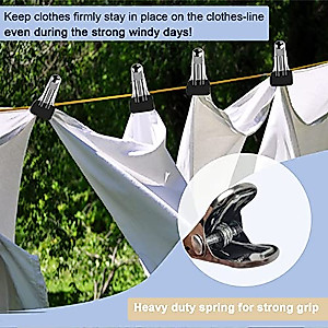 30 Pack Heavy Duty Clothes Pins for Hanging Clothes,Stainless Steel Strong Clips for Clothes,Crafts,Beach Towel,Sock,Fabric,Utility Clips Drying Pegs Clamp for Outdoor Clothesline Clips (Black)