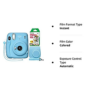 Fujifilm Instax Mini 11 Instant Camera Sky Blue + Minimate Custom Case + Fuji Instax Film 20 Sheets Twin Pack