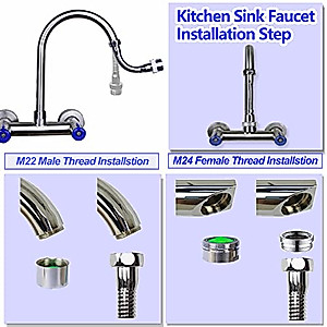Faucet Extender Garden Hose Adapter Hose Protector, Flexible Kitchen Sink Faucet Adapter to Garden Hose for Male 3/4 Inch & 55/64 Inch to 3/4 Inch GHT