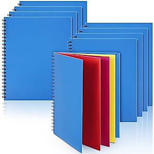 Henoyso 8 Pcs Multi Pocket Folders 8 Pocket Paper Folder Spiral Portfolio Spiral Binders Document Organizer Folio Letter Size Paper Folders for Office Business Document Papers Organizer