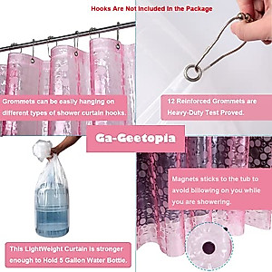Ga-Geetopia EVA Pink Thin Shower Curtain Liner, Pebble Pattern 72x72 Inch Lightweight Plastic Bathroom Shower Showroom Inner Curtain with Rustproof Metal Grommets and Weighted Magnets(No Hooks)
