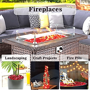 GRISUN 1/2 Inch Red Luster Fire Pit Glass, Round Glass Rocks for Natural or Propane Fireplace, Fire Pit Round Glass Safe for Outdoors and Indoors Firepit Glass, 10 Pounds Fire Glass Beads