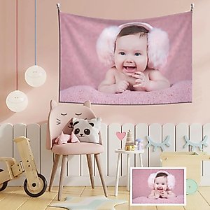 GSHUJBV Custom Wall Tapestry Personalized Image/Logo/Text Custom Tapestry Funny Backdrop Poster for Dormitory，Bedroom (37x29inch Horizontal)