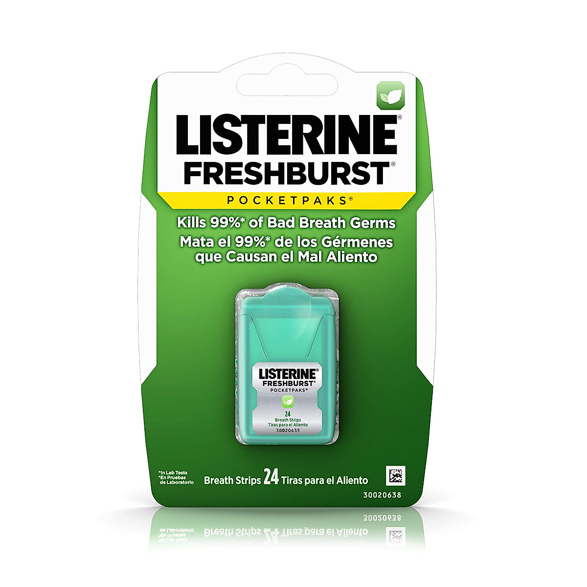 Listerine Freshburst Pocketpaks Fresh Breath Strips, Mint Breath Refresher Strips to Kill 99% of Bad Breath Germs, Portable Pack, Freshburst Spearmint Flavor, 24-Strips (Pack of 9)
