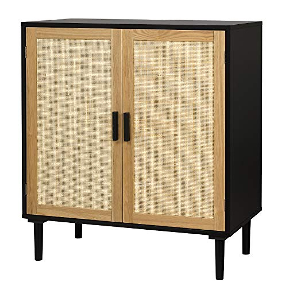 Finnhomy Sideboard Buffet Cabinet, Kitchen Storage Cabinet with Rattan Decorated Doors, Liquor Cabinet for Bar, Dining Room, Hallway, Cupboard Console Table, Accent Cabinet, 31.5X 15.8X 34.6 Inches