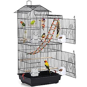 Yaheetech 39-inch Roof Top Large Flight Parrot Bird Cage for Small Quaker Parrot Cockatiel Sun Parakeet Green Cheek Conure Budgie Finch Lovebird Canary Pet Bird Cage w/Toys