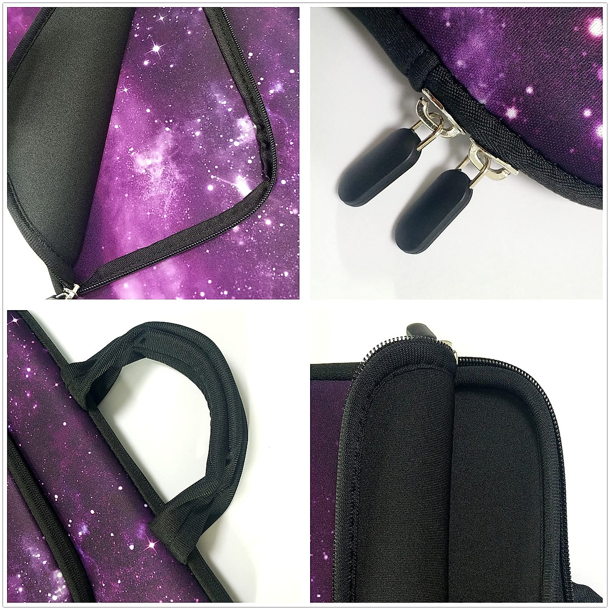 14 15 15.4 15.6 inch Laptop Handle Bag Computer Protect Case Holder Notebook Sleeve Neoprene Cover Soft Carrying Case with Extra Pockets for Dell Lenovo Toshiba HP Chromebook ASUS Acer(Purple Galaxy)