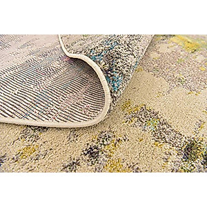 Unique Loom Chromatic Collection Modern Rustic & Vibrant Abstract Area Rug for Any Home Décor, 8' 0" x 8' 0", Beige/Gray