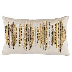 Safavieh Deston Darling Throw Pillow, 12"x22", Beige/Gold