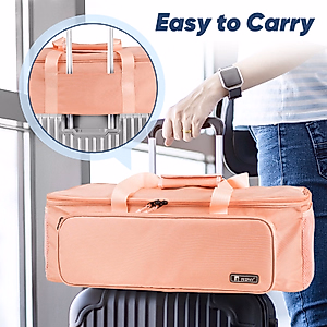 Frephy Carrying Case Bag for Cricut Maker - Large Storage Tote with Support Panels, SBS Zipper, and Shoulder Strap - Ideal for Crafting Supplies (Pink)