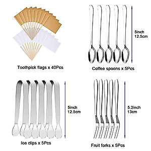 Charcuterie Board Accessories Spreader Knife Set Cheese Butter with Wooden Handles Mini Serving Tongs Spoons Forks Toothpick Flags for party Wedding Christmas