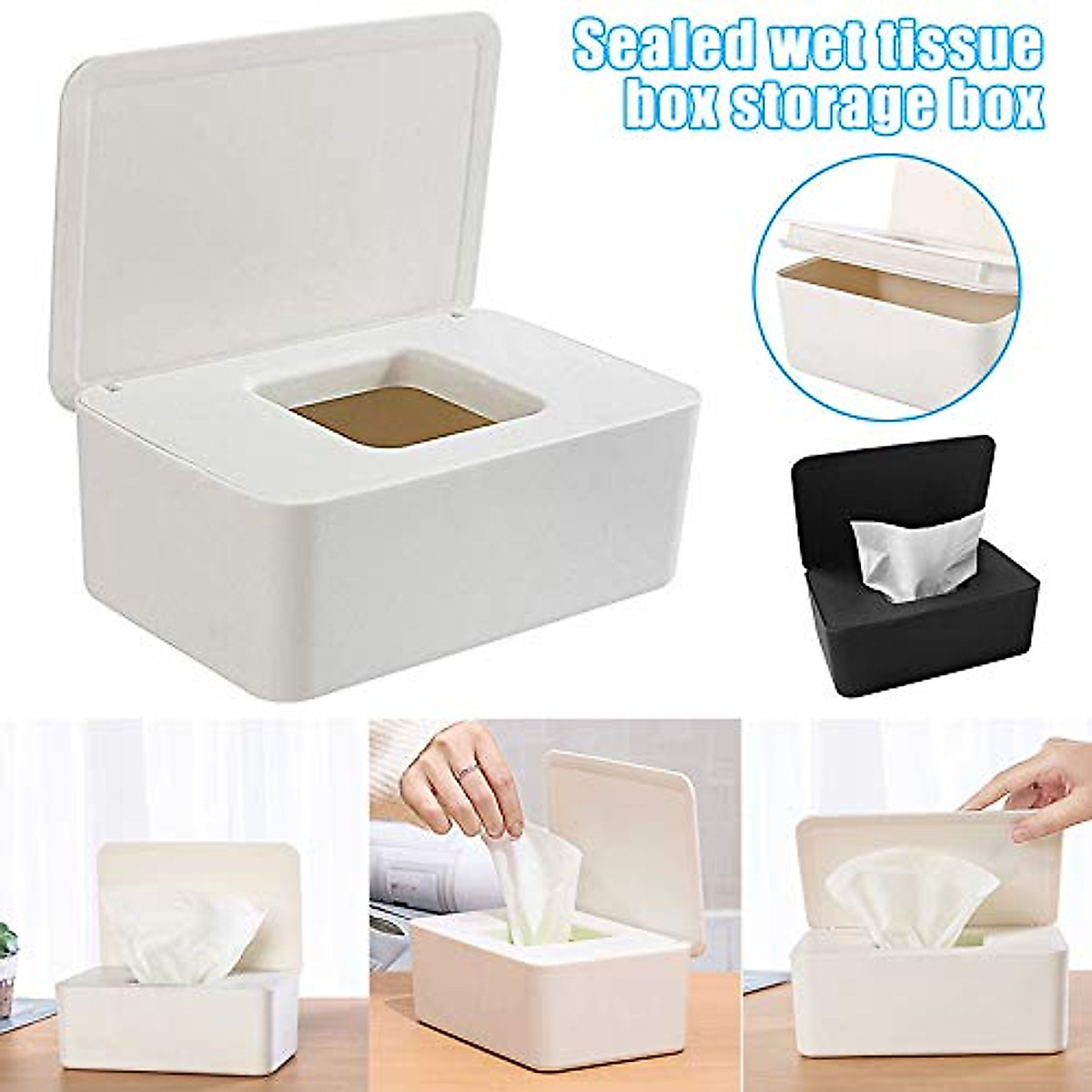GQZ Wet Wipes Dispenser Holder Dust Proof Tissue Storage Box Case with Sealed Lid for Home Office Desk Keeps Wipes Fresh,Wipe Container
