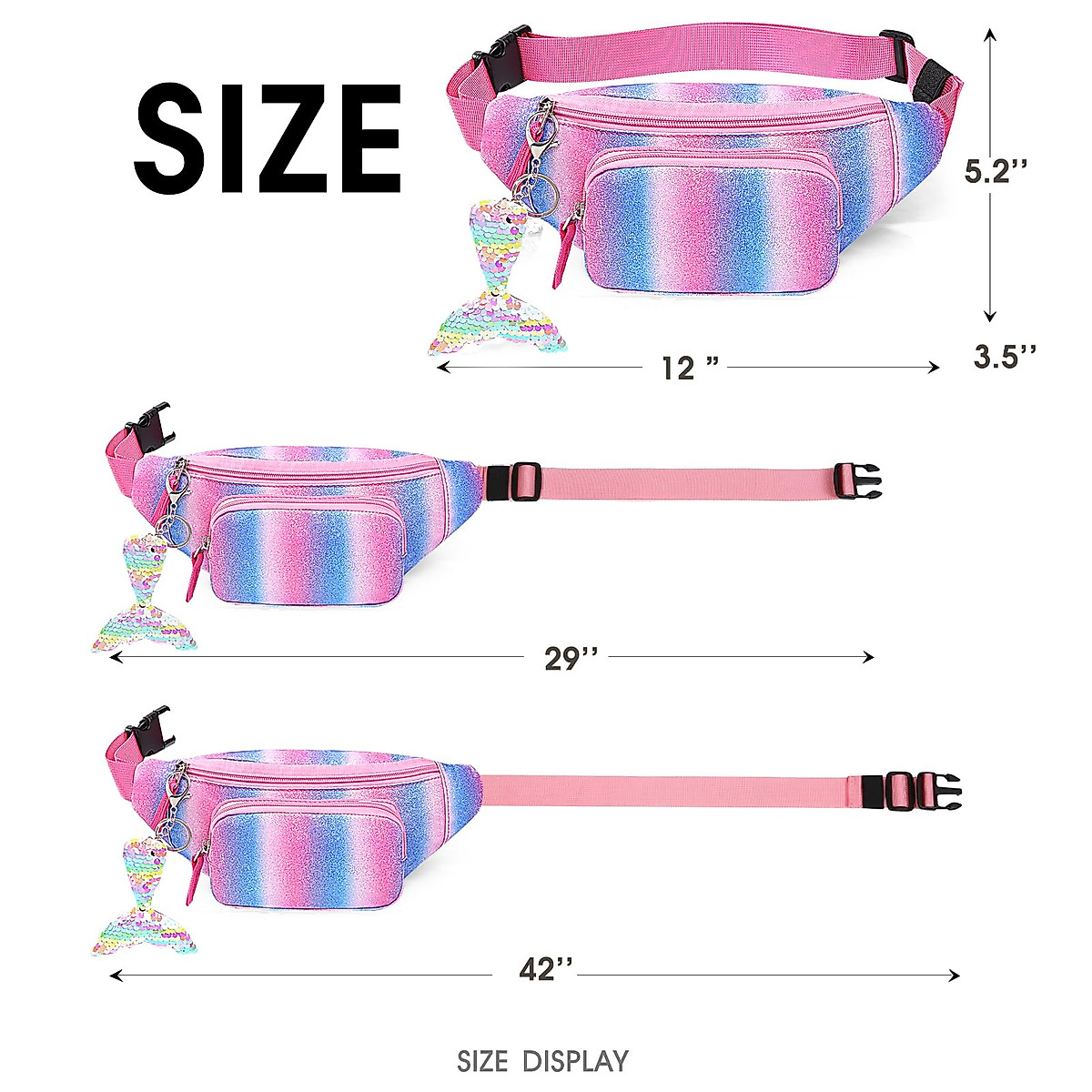 cotmcor Kids Fanny Pack for Girls, Cute Waist Bag with Mermaid Pendant Gift