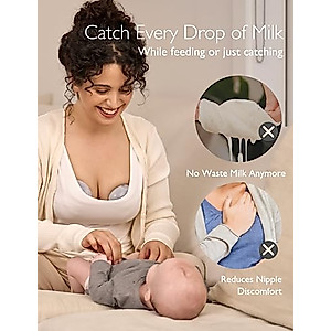 Momcozy Milk Collector for Breastmilk, Pea Breastfeeding Milk Catchers with Flange & Valve More Adsorption & Fit, Silicone Milk Collector Reusable Breast Milk Shells 2.5oz/75ml, 2 Pack