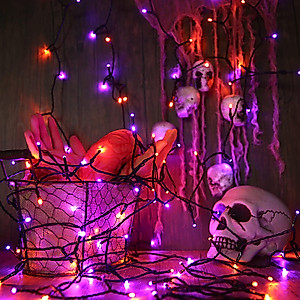 Joomer Orange Purple Halloween Lights 100FT 300 LED Connectable String Lights with 8 Modes Timer Waterproof Plug-in Orange Purple String Lights for Indoor Outdoor Halloween Decorations