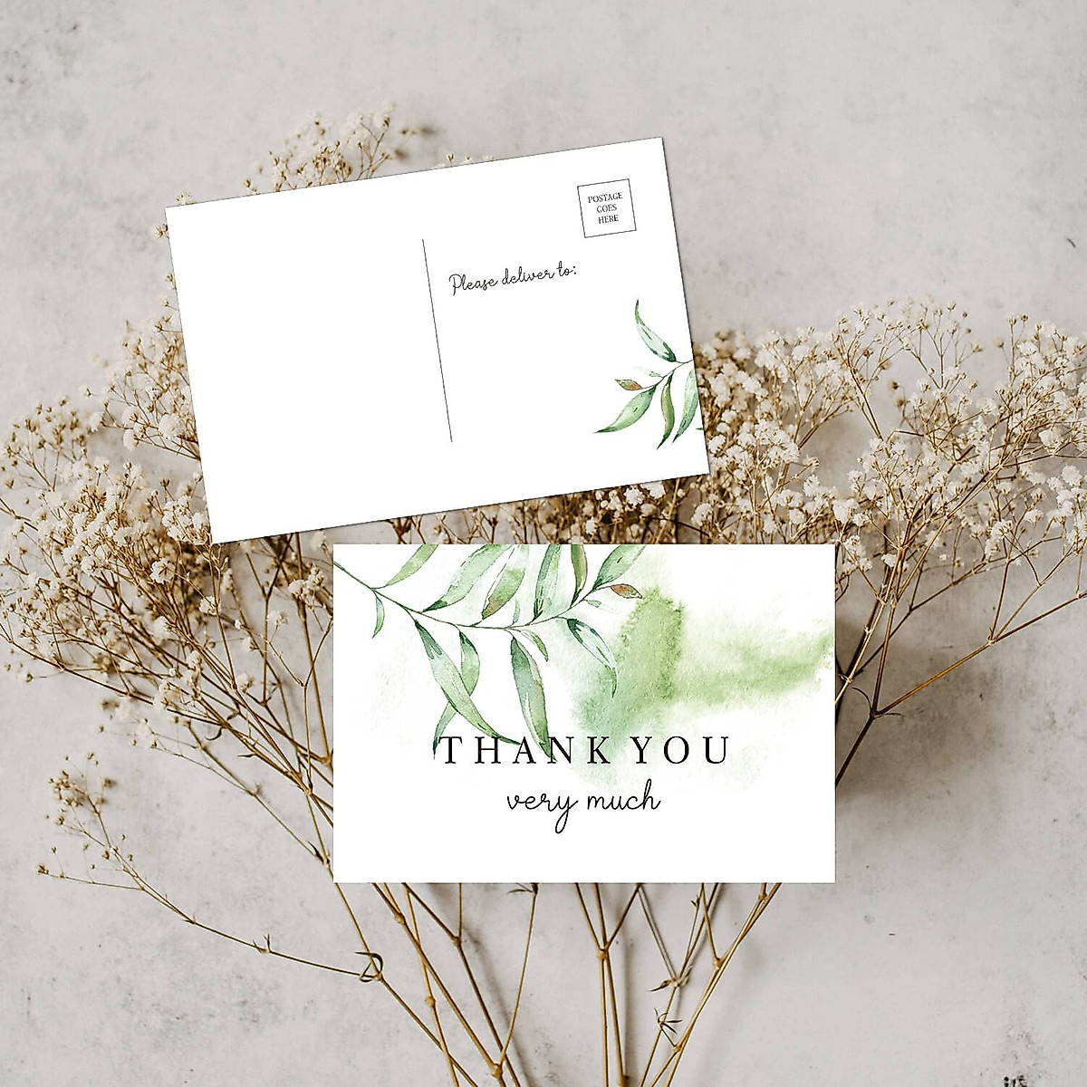 TENTADO Thank You Postcards, Blank with Mailing Side, thank you cards for Wedding, Baby or Bridal Showers, Birthday, Graduation, Parties, Business, Blank Postcards (Set of 50) 4" x 6"