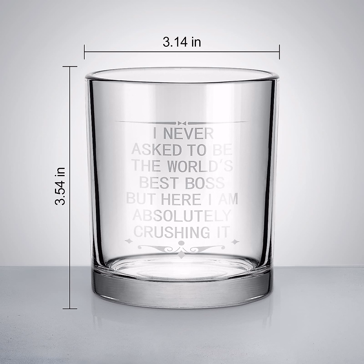 Modwnfy Funny Boss Whiskey Glass, Boss Day Old Fashioned Glass, 10 Oz the World's Best Boss Scotch Glass on Bosses Day Christmas Birthday Retirement, Gifts for Boss Father Brother Husband Friend