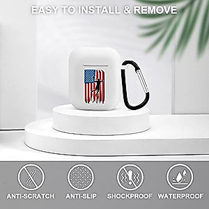 American Flag Basketball Silicone AirPods Case Protective Cover Compatible with AirPods 2 & 1 with Keychain