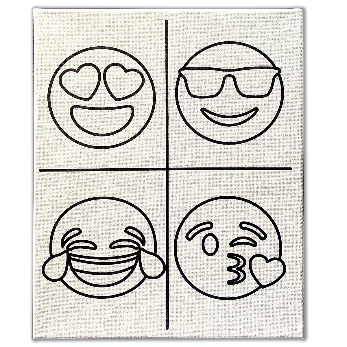 Indigo Art Studio Pre Drawn Canvas Painting for Kids | Stretched & Stenciled | Art Activity Summer Camps | Emoji Smiley Coloring | DIY Birthday Gift & Paint Party Favor (8x10 Inches)