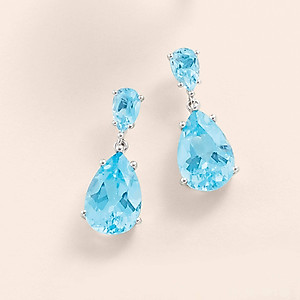 Ross-Simons 14.00 ct. t.w. Blue Topaz Drop Earrings in Sterling Silver