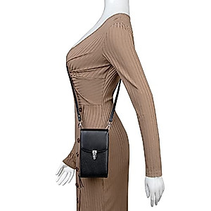 Perlvin Alinne Small Genuine Leather Crossbody Bag for Women Rfid Blocking Cell Phone Wallet Purse Handbag with Card Slots