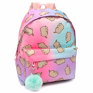 Pusheen Backpack Cat Pom Pom Keyring Pink Rucksack 16”